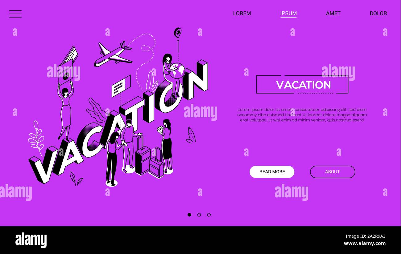 Vacation trip - line design style isometric web banner Stock Vector ...