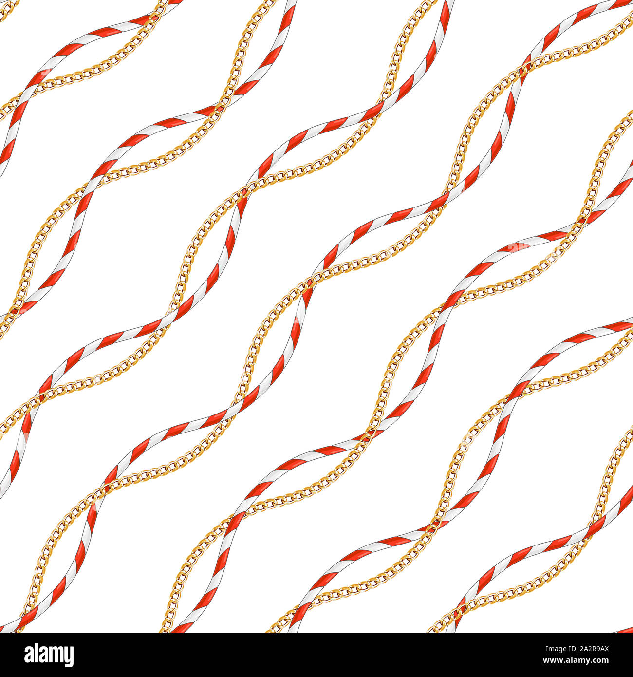 Seamless Rope Pattern. Repeat Design. Curved Ropes with Chains on White ...