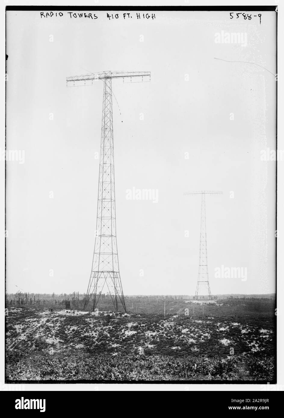 Radio towers -- 410 feet high Stock Photo - Alamy