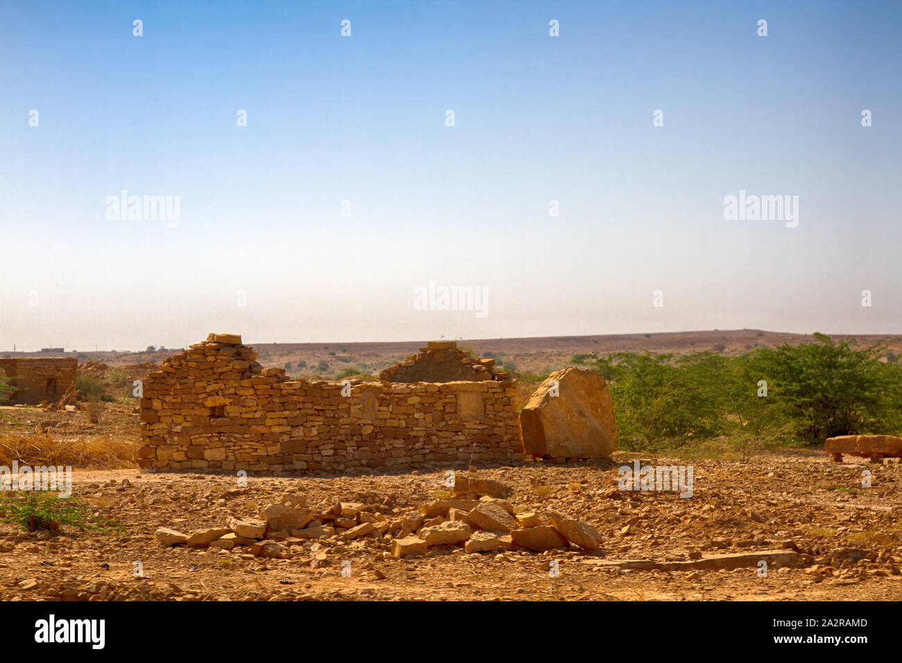 Construction of fences and houses made of layered limestone without ...