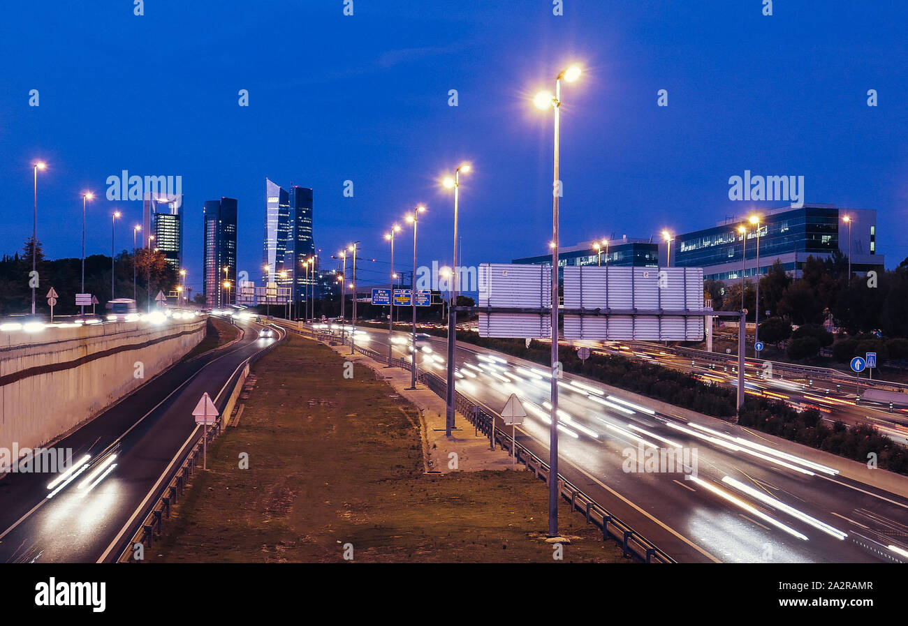 Long exposure of heavy commuter highway traffic on the A1 highway in ...