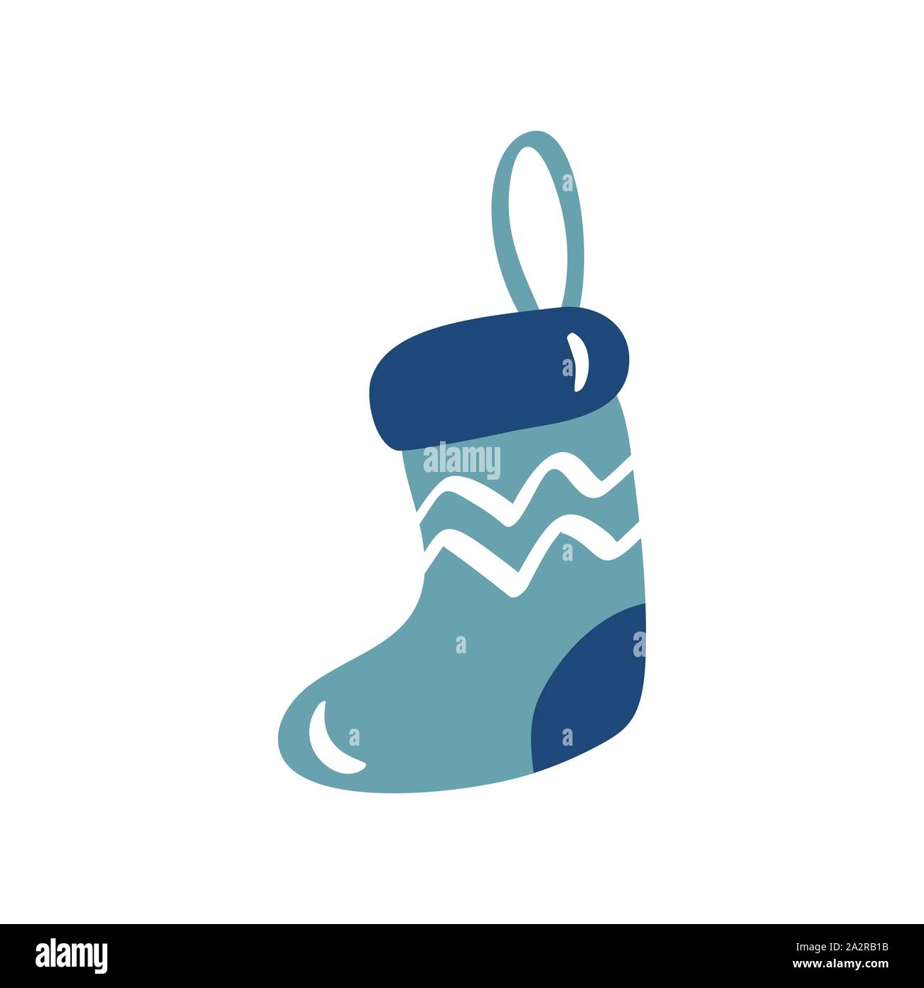 Vector hand drawn Christmas holiday blue sock isolated on white ...