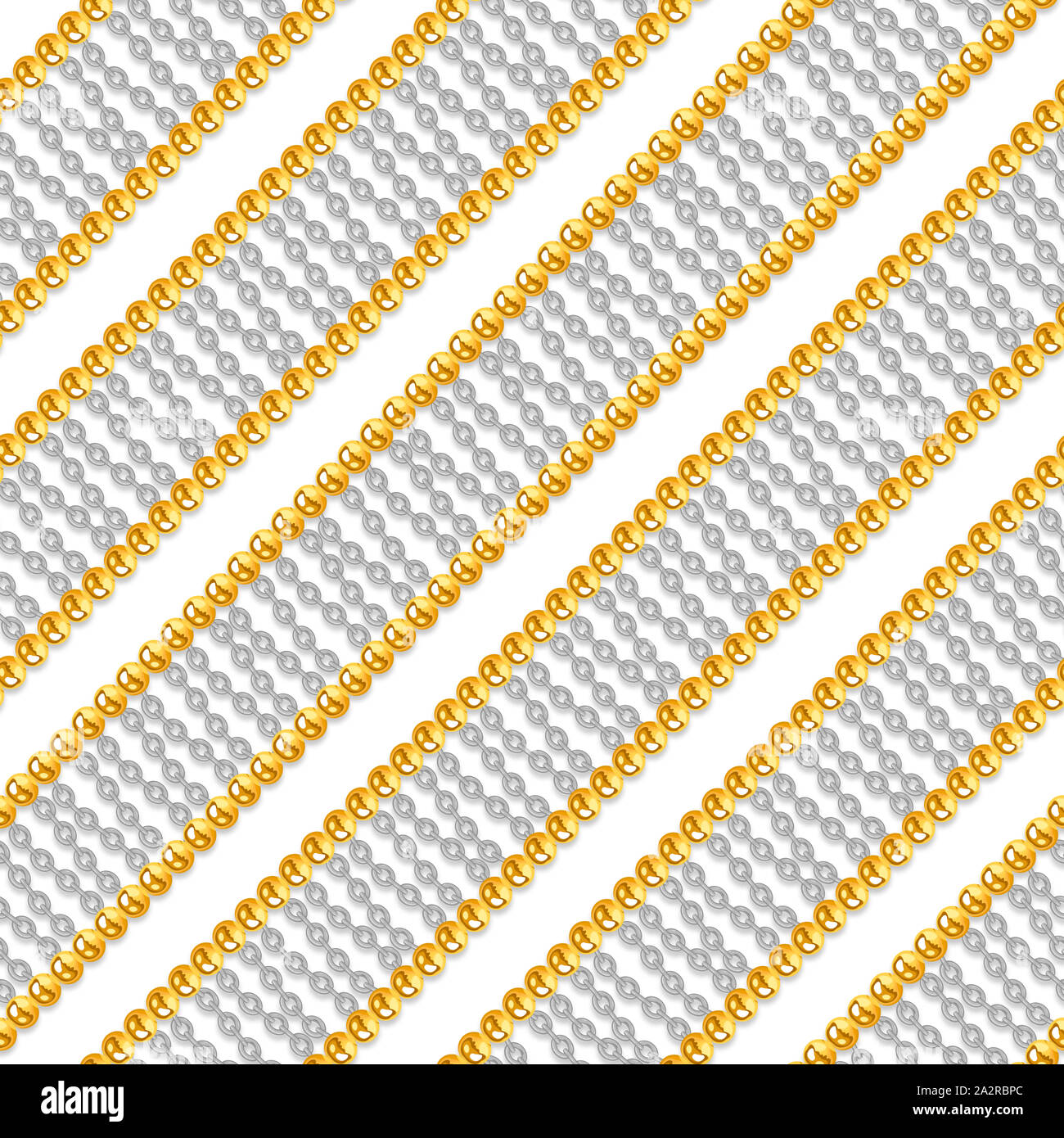 Seamless pattern with shiny gold and silver chains isolated on white ...