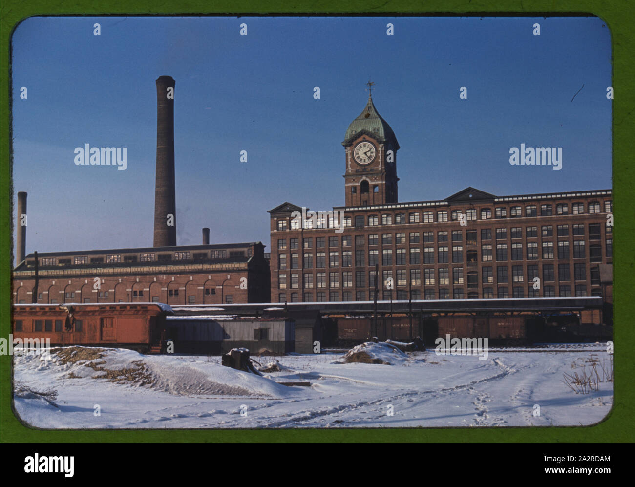 Railroad cars and factory buildings in Lawrence, Mass Stock Photo - Alamy