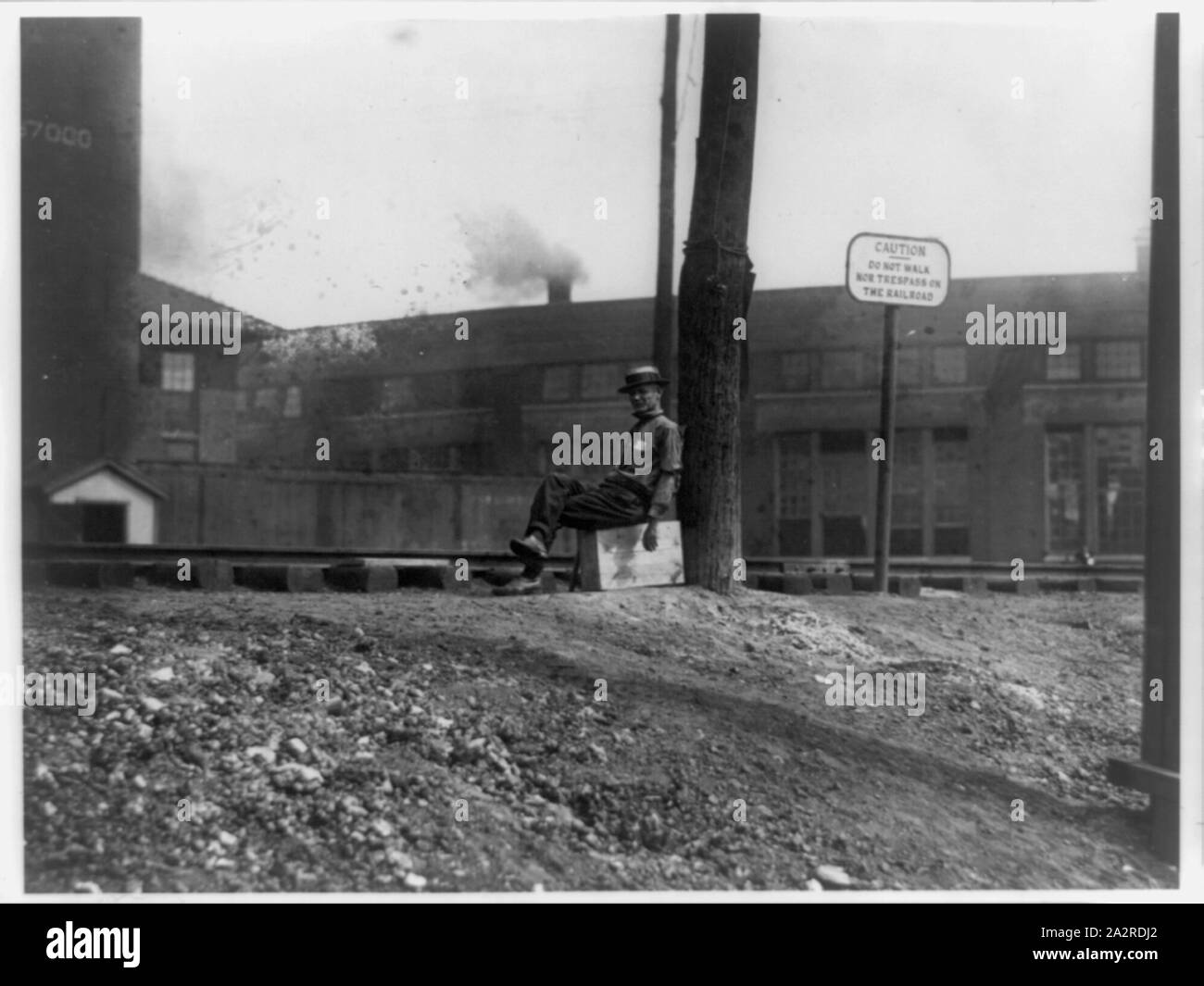 Railroad guard on duty during the railroad strike Stock Photo - Alamy