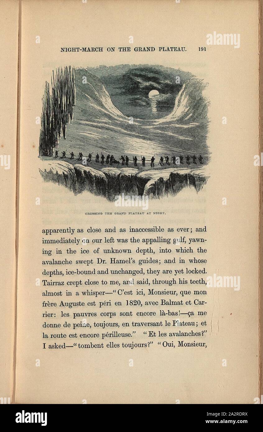 Crossing the Grand Plateau at night, Mountaineer on the Grand Plateau ...