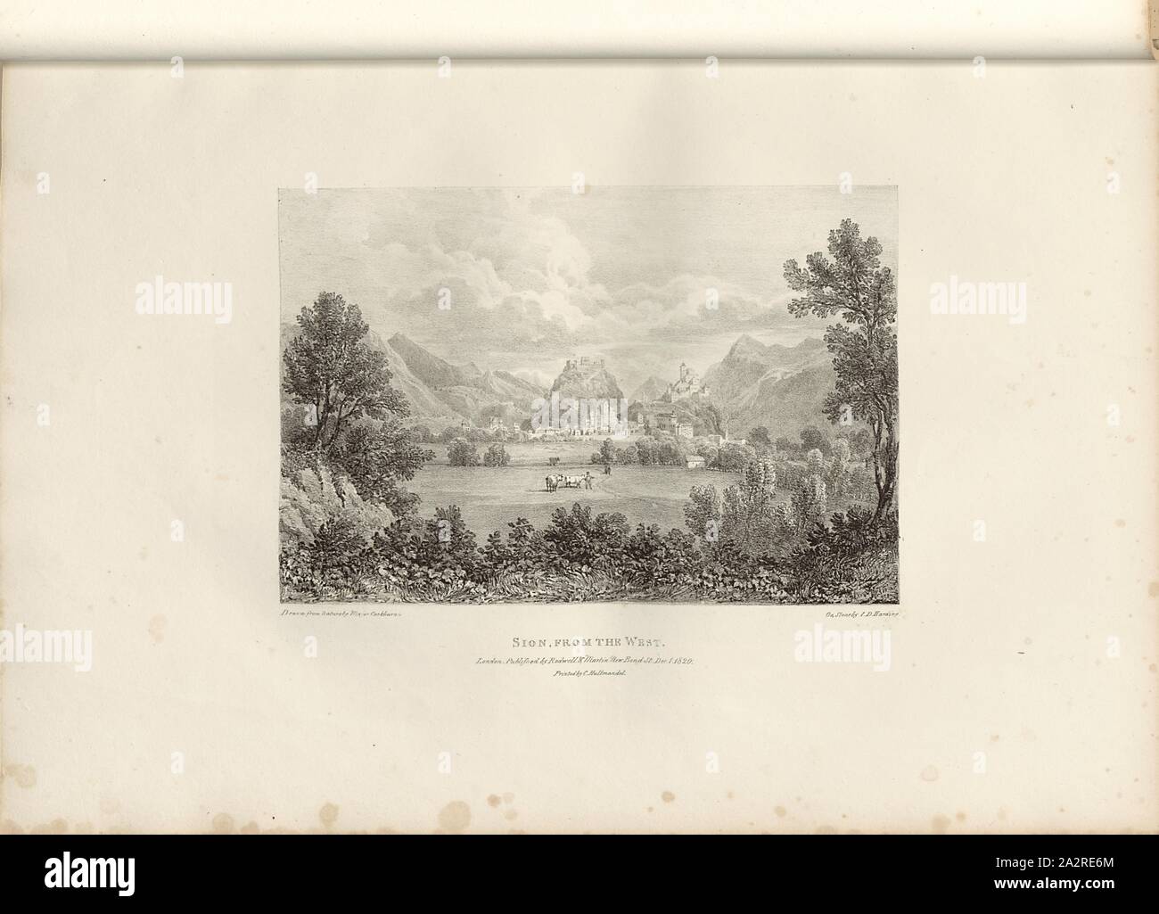 Sion, from the West, Sion seen from the west, Signed: Major Cockburn, J ...