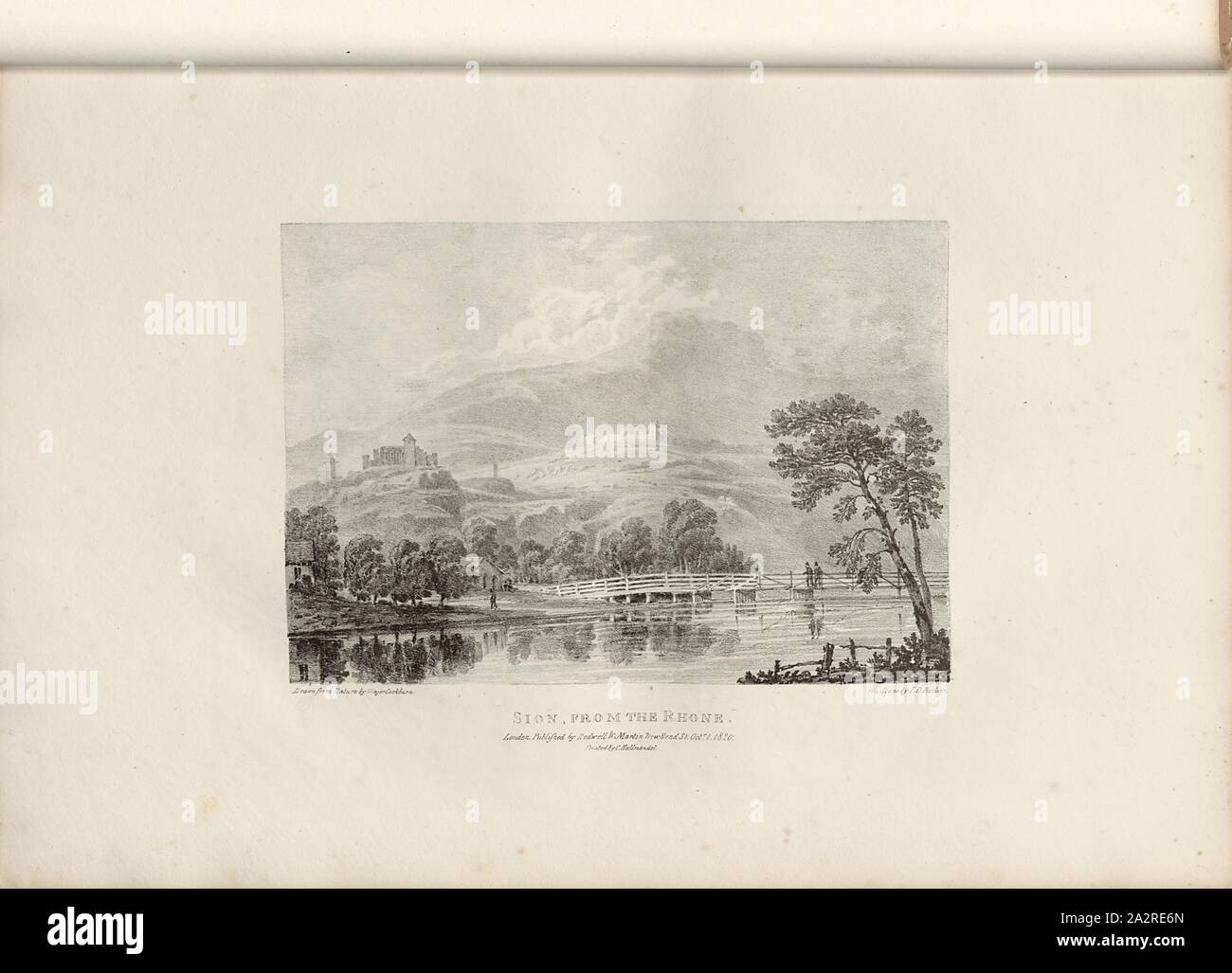 Sion from the Rhone, Sion seen from the Rhone, Signed: Major Cockburn ...