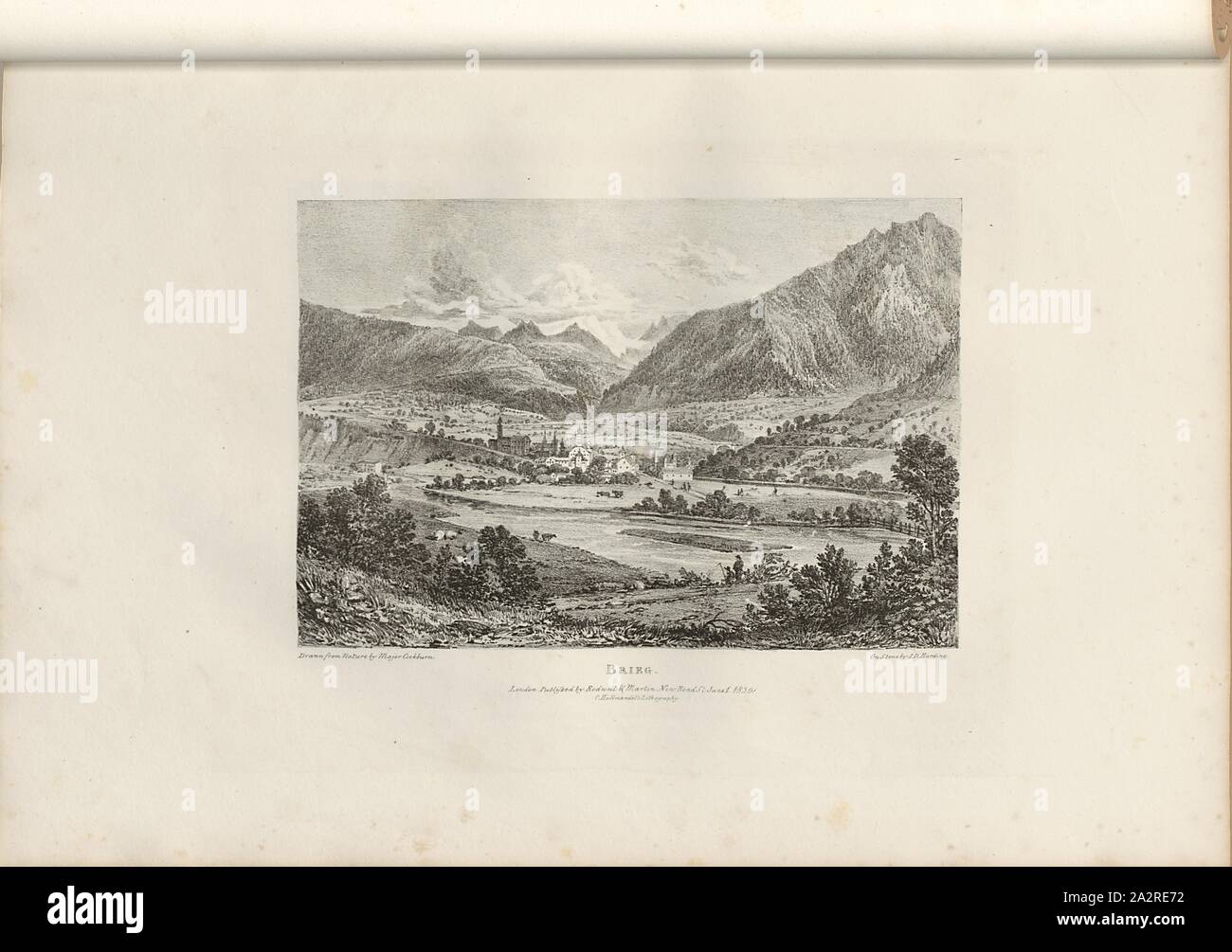 Brieg, View of Brig, Signed: Major Cockburn, J.D. Harding, Lithograph ...