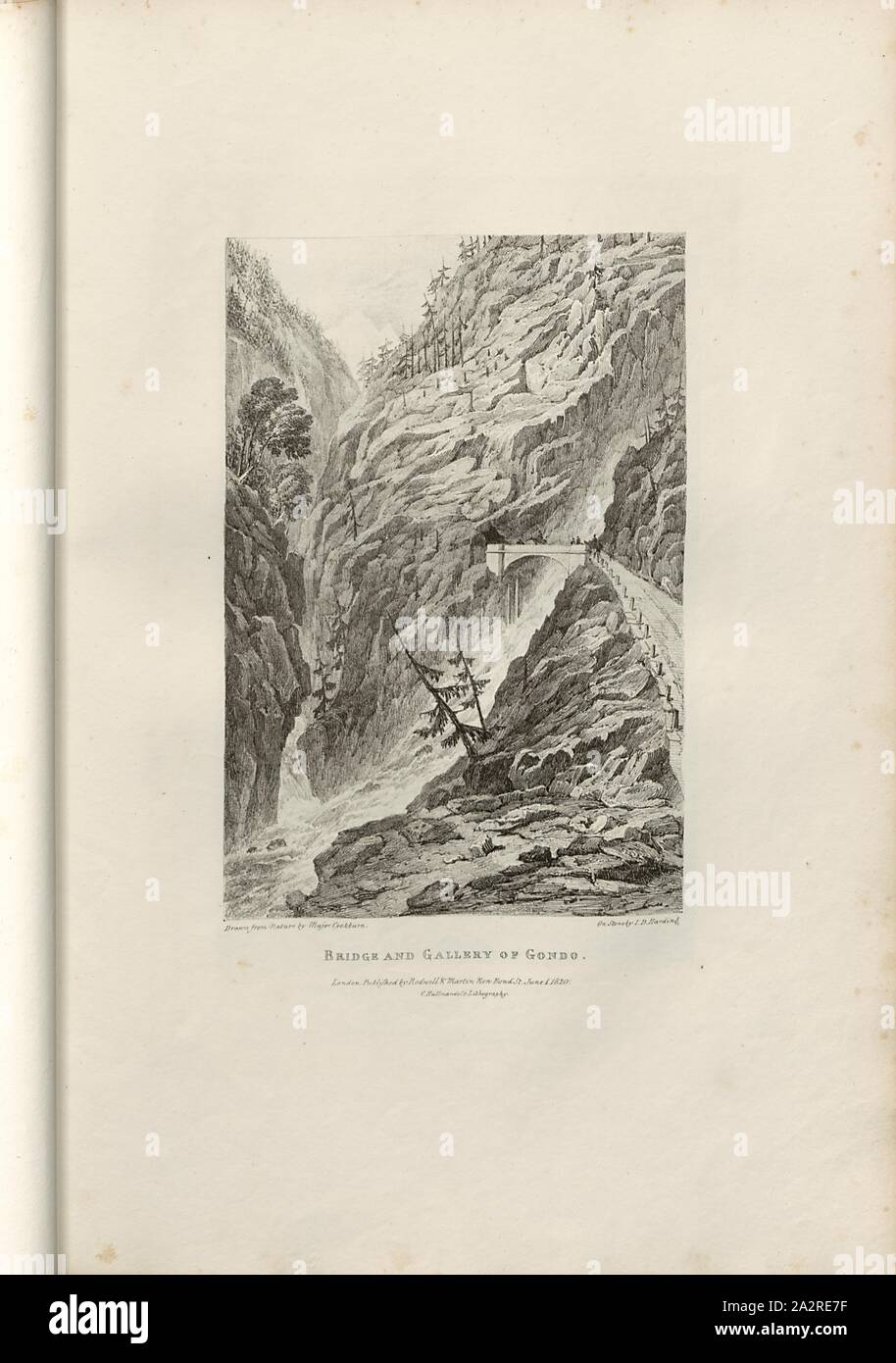 Bridge and Gallery of Gondo, Stone Bridge in the Gondo Gorge, Signed ...