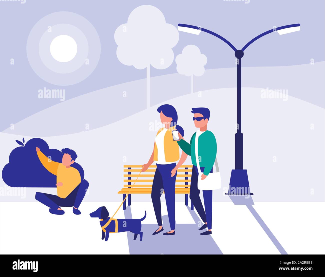 People design, Park nature outdoor season spring and summer theme ...