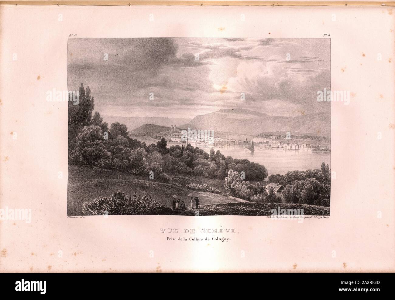View of Geneva, View of Geneva with Lake Geneva, Signed: Villeneuve ...