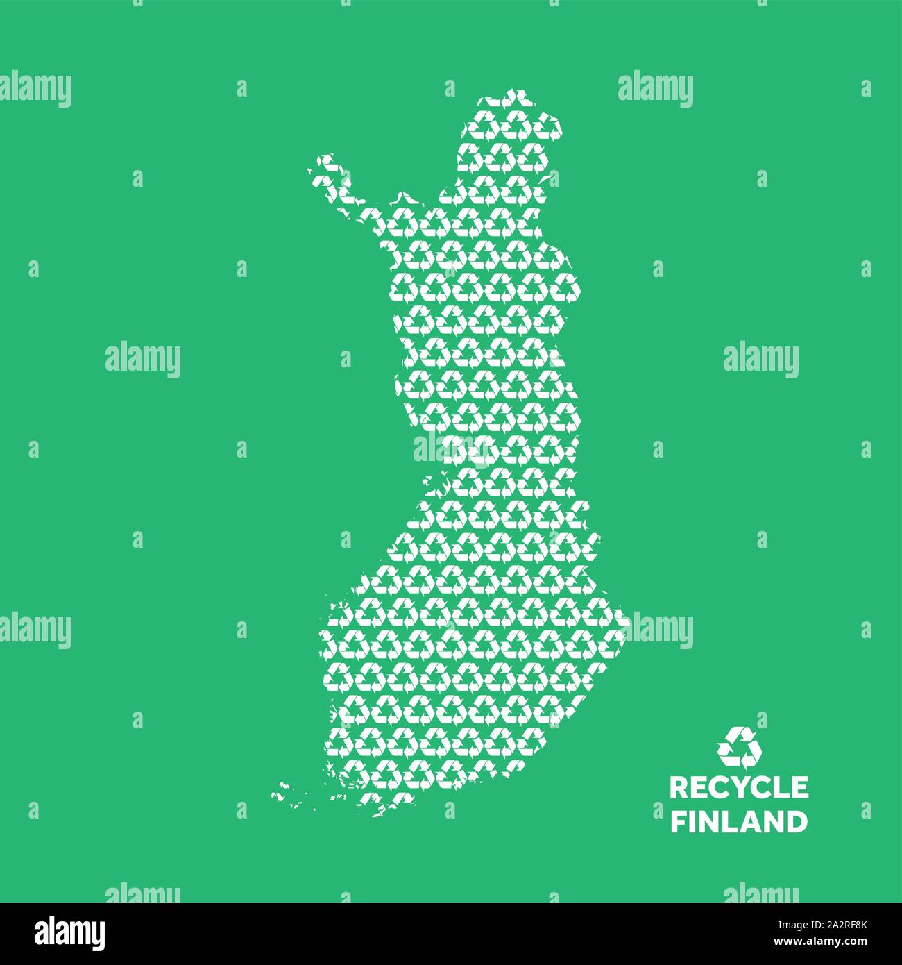 Finland map made from recycling symbol. Environmental concept Stock ...