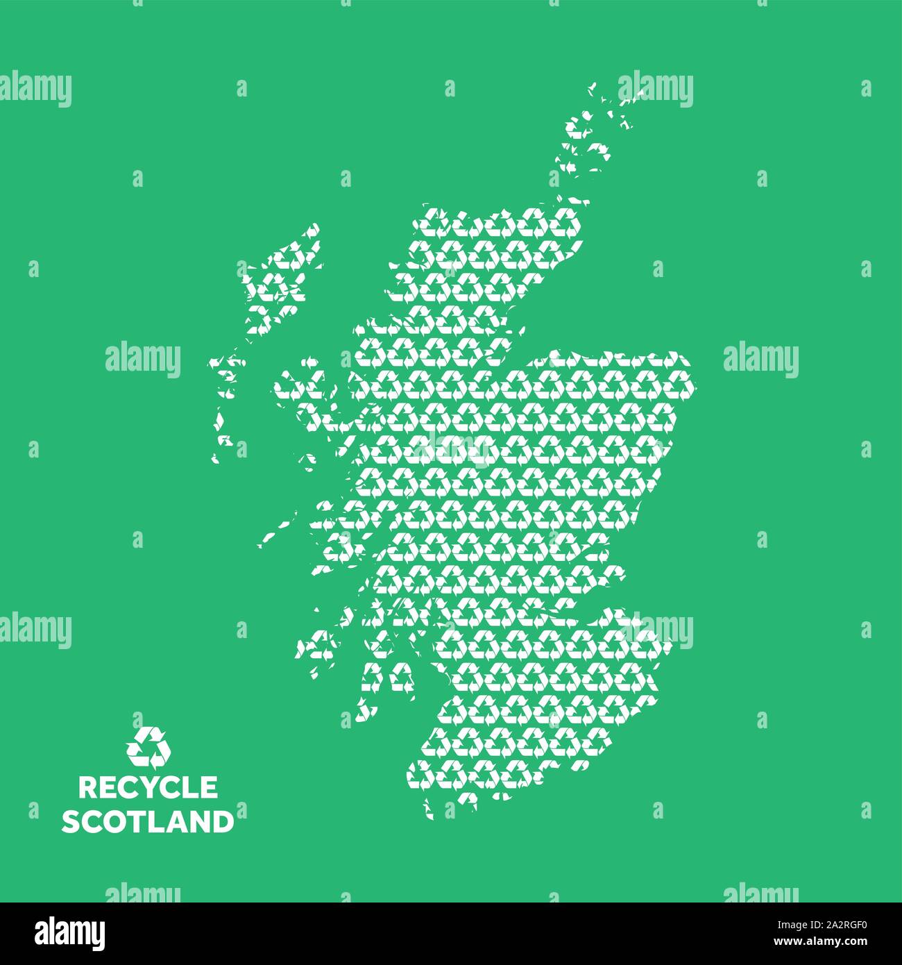 Scotland map made from recycling symbol. Environmental concept Stock ...