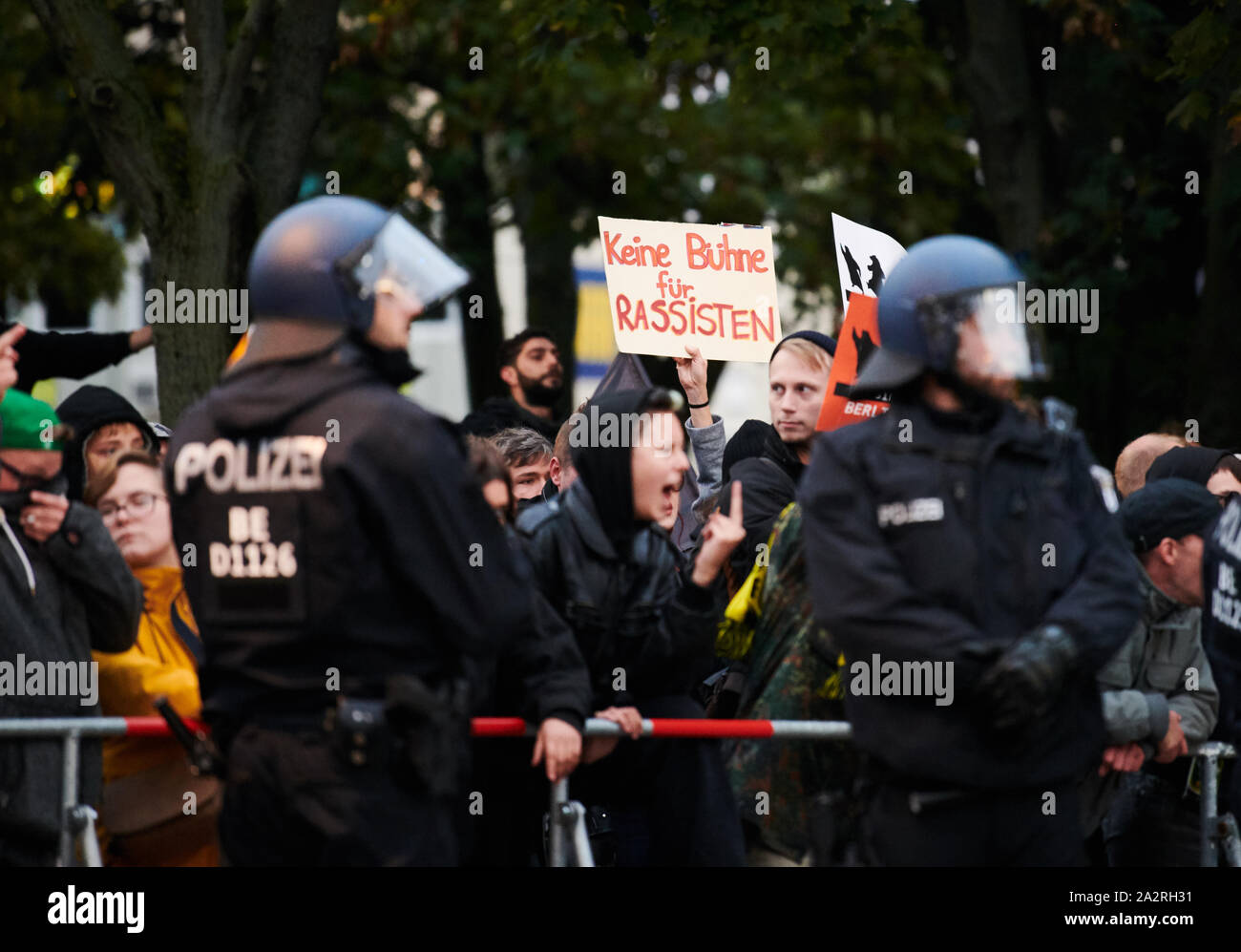 03 October 2019, Germany (German), Berlin: "No stage for racists" is ...