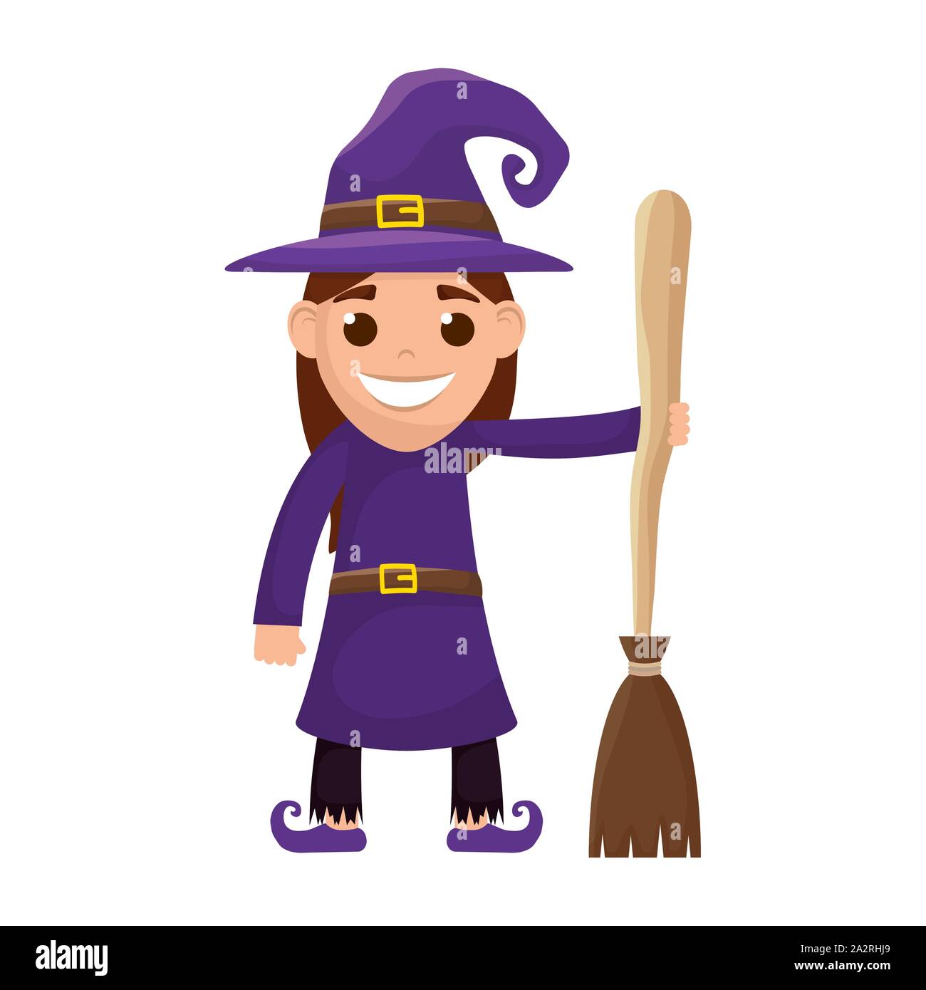 little girl with witch costume character Stock Vector Image & Art - Alamy