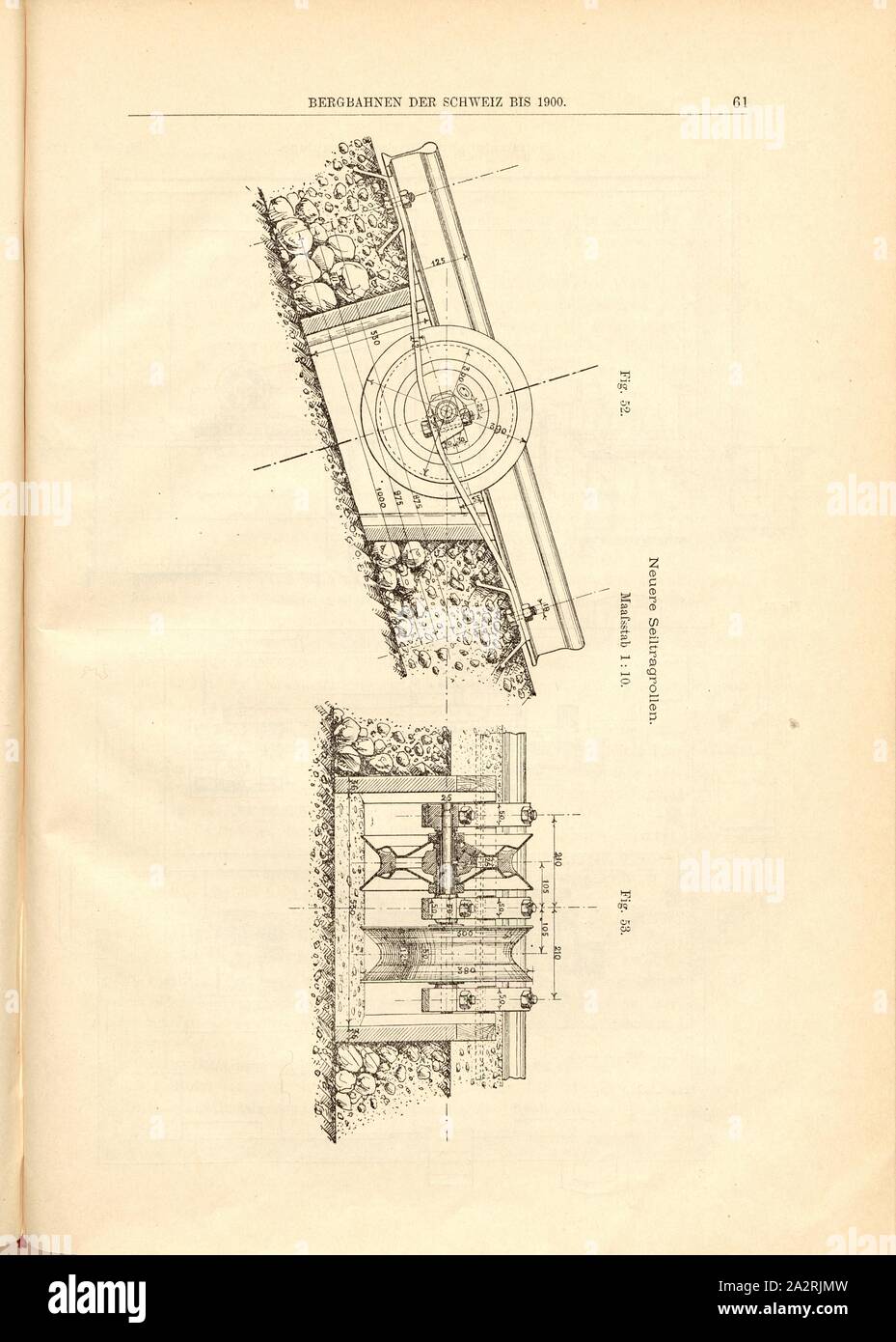 Newer rope rollers, Fig. 52-53: Technical drawing of the carrying ...