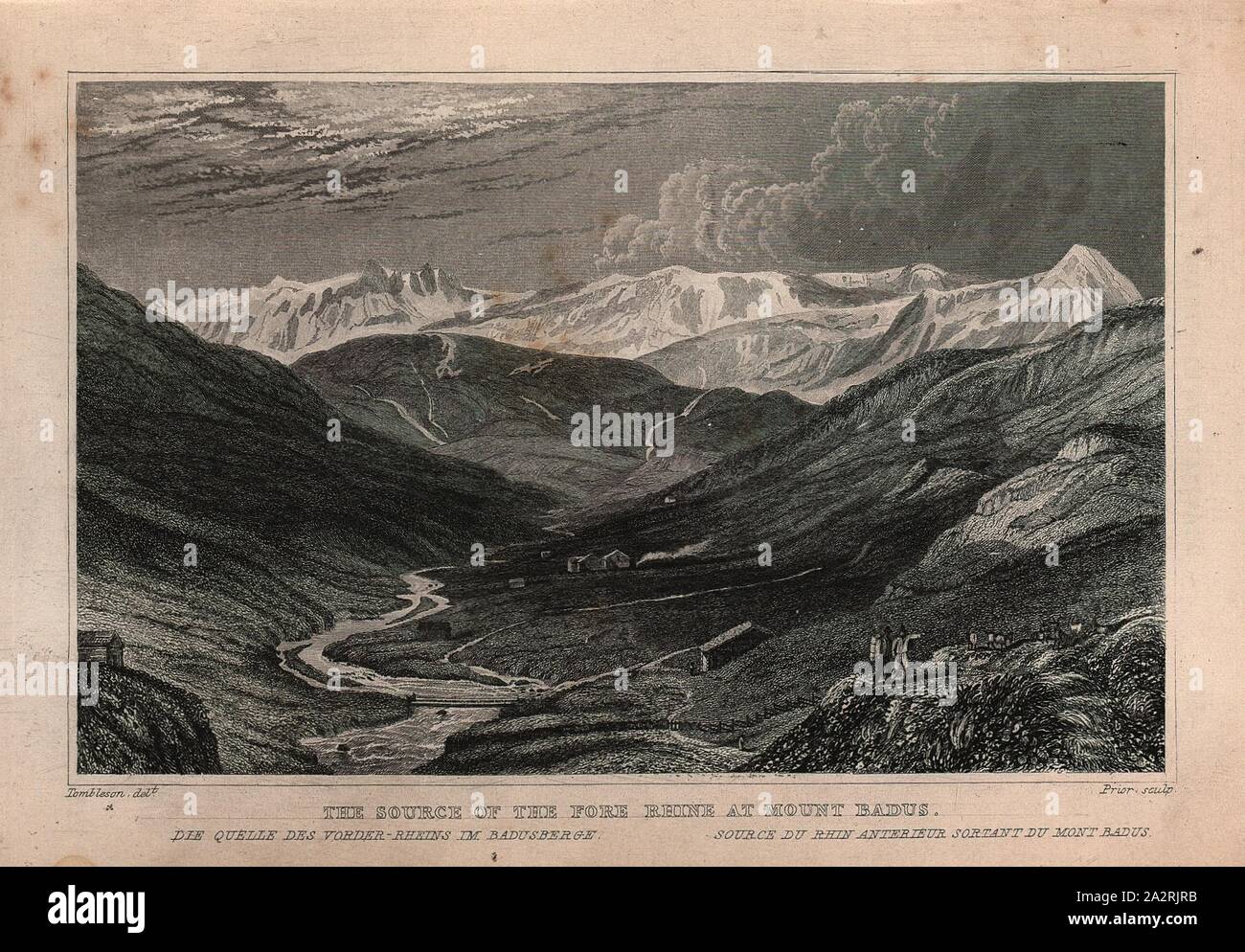 The source of the Fore Rhine at Mount Badus, Vorderrhein in front of ...