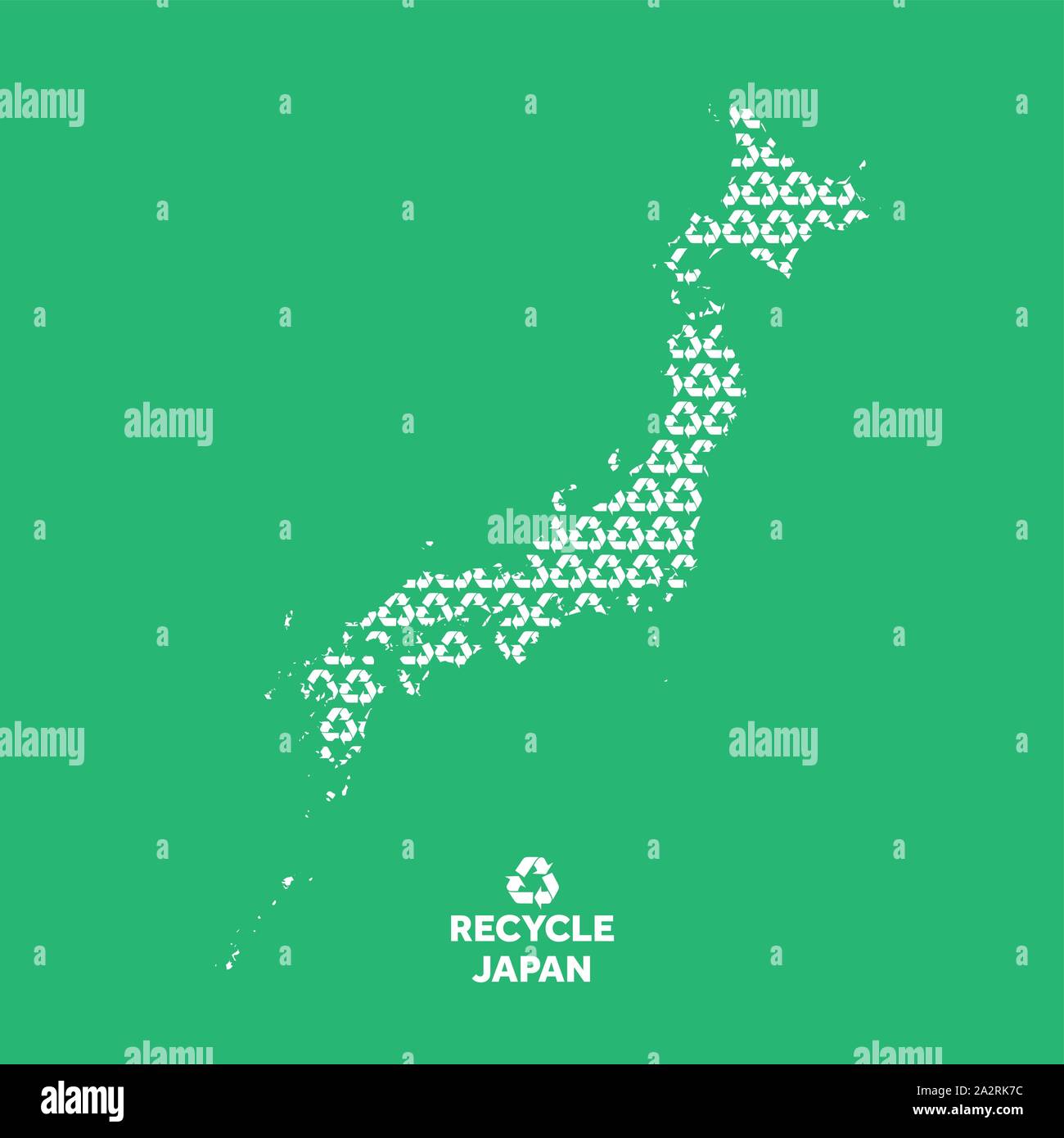 Japan map made from recycling symbol. Environmental concept Stock ...