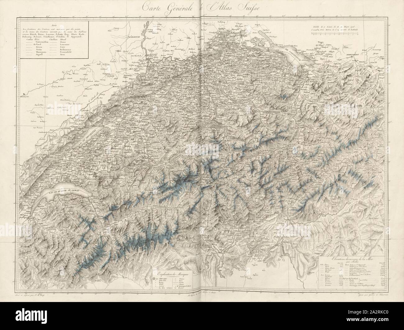 General map of the Swiss Atlas, Map of the whole of Switzerland, Signed ...