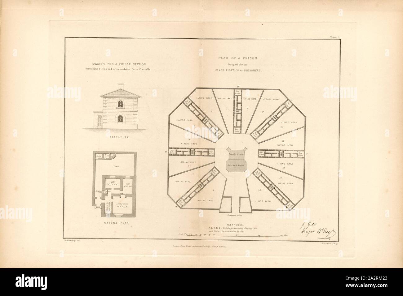 Design for a Police Station and Plan of a prison designed for the ...