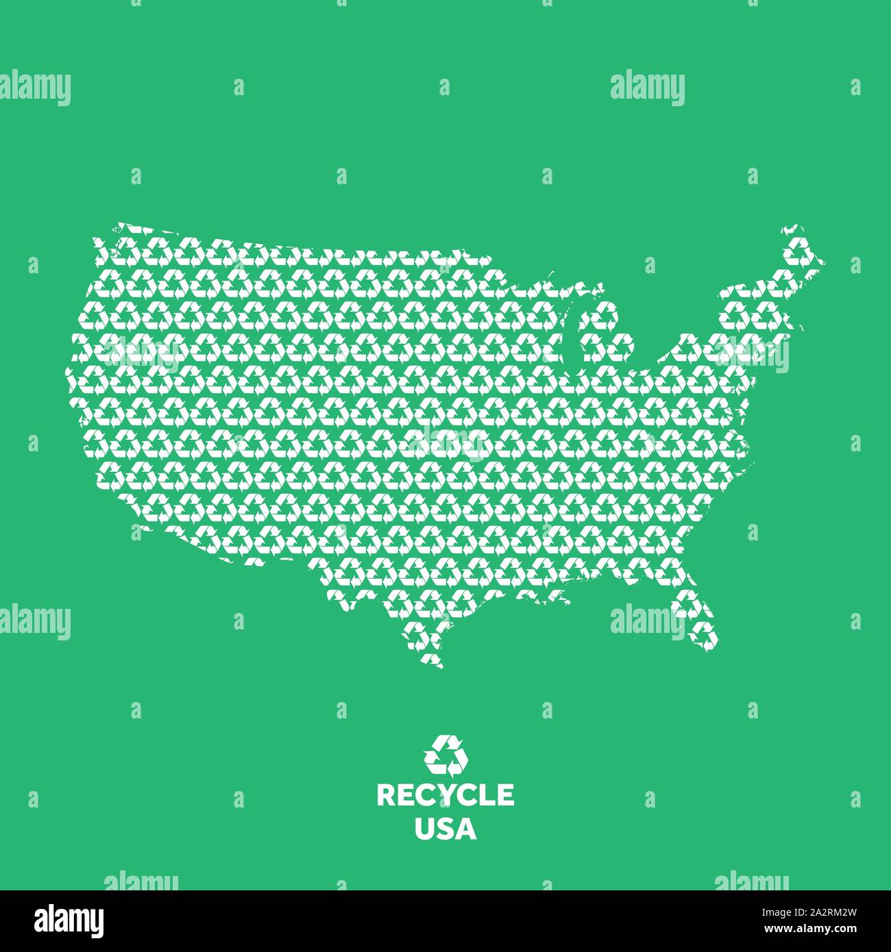 USA map made from recycling symbol. Environmental concept Stock Vector ...