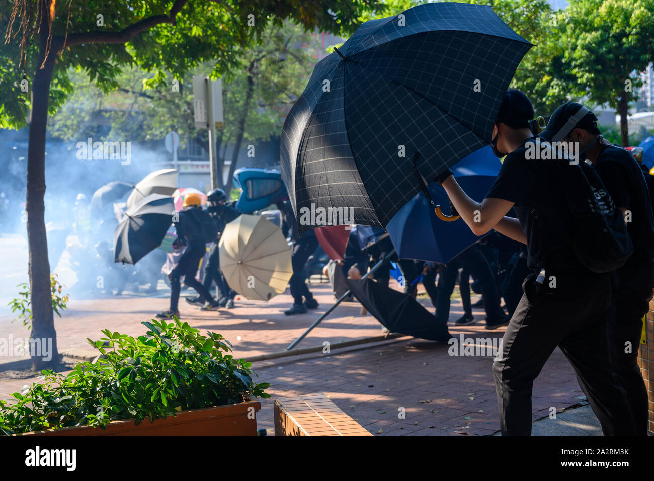 Hong Kong - October 1, 2019: 70th National Day of PRC, protest happened ...