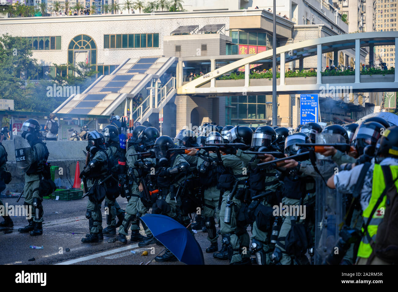 Hong Kong - October 1, 2019: 70th National Day of PRC, protest happened ...