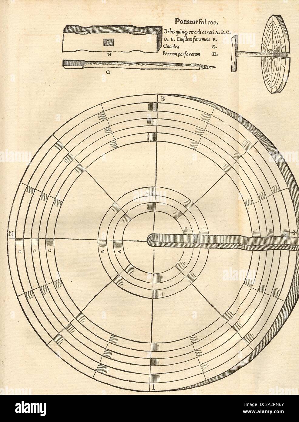 Wachsscheibe 2, Circular instrument, woodcut, after p. 100, (Liber ...