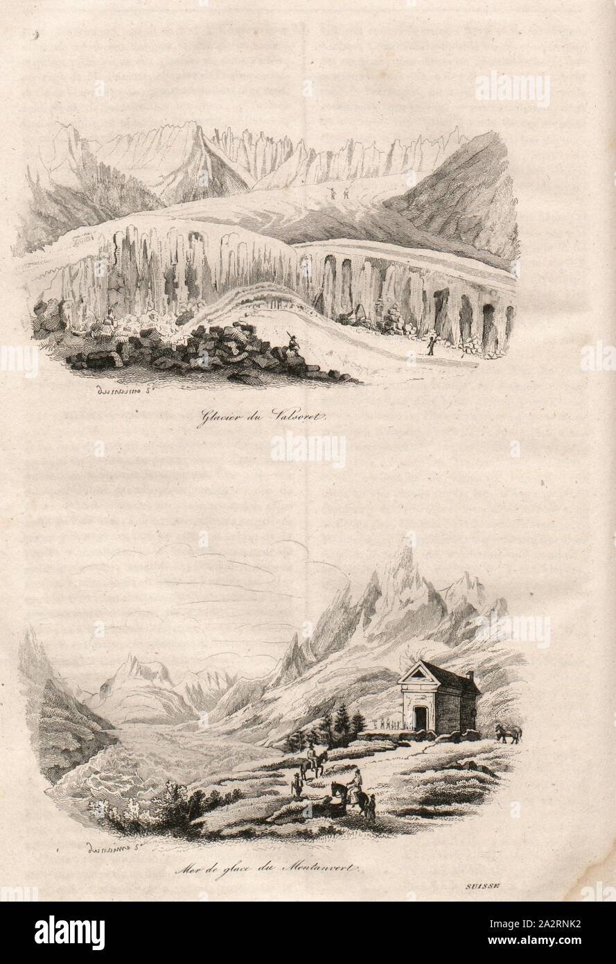 Glacier du Valsoret - Montanvert Ice Sea, Above: View of the Valsorey ...