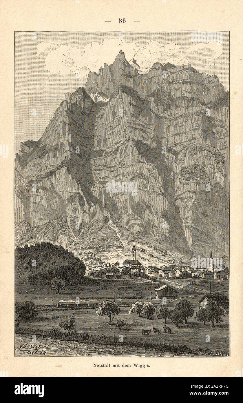 Netstall with the wiggis, Netstal in the Canton of Glarus, signed: J ...