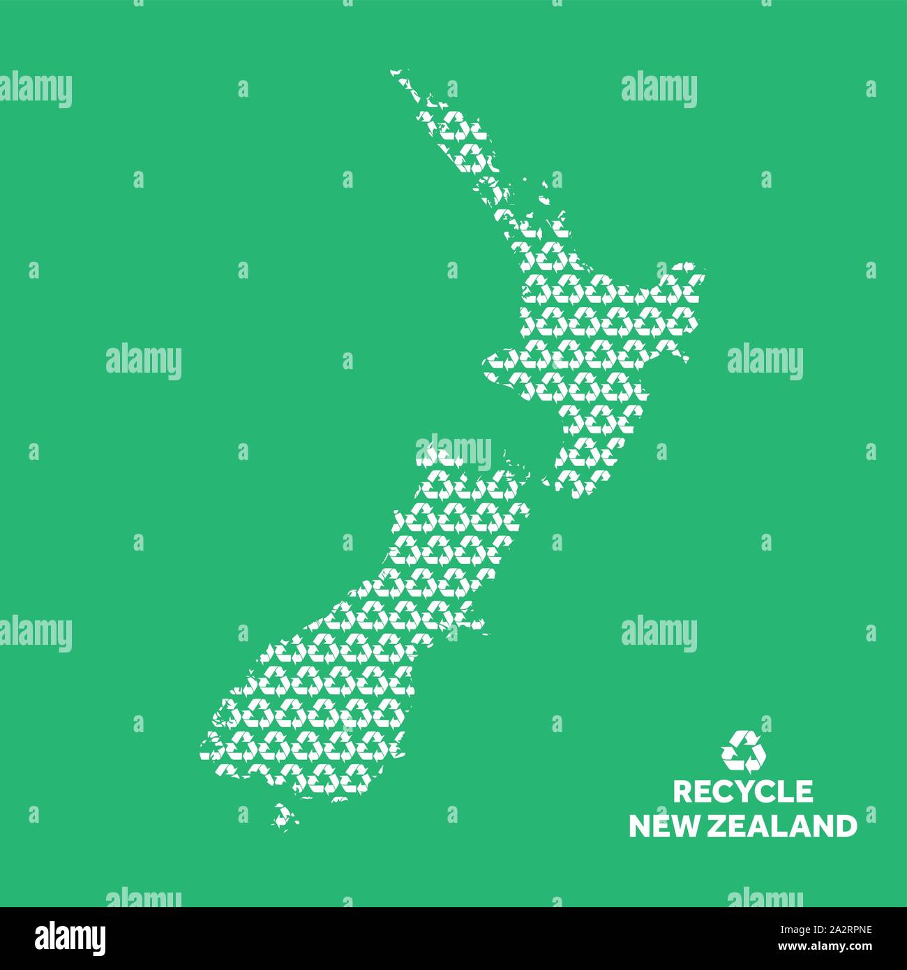 New Zealand map made from recycling symbol. Environmental concept Stock ...