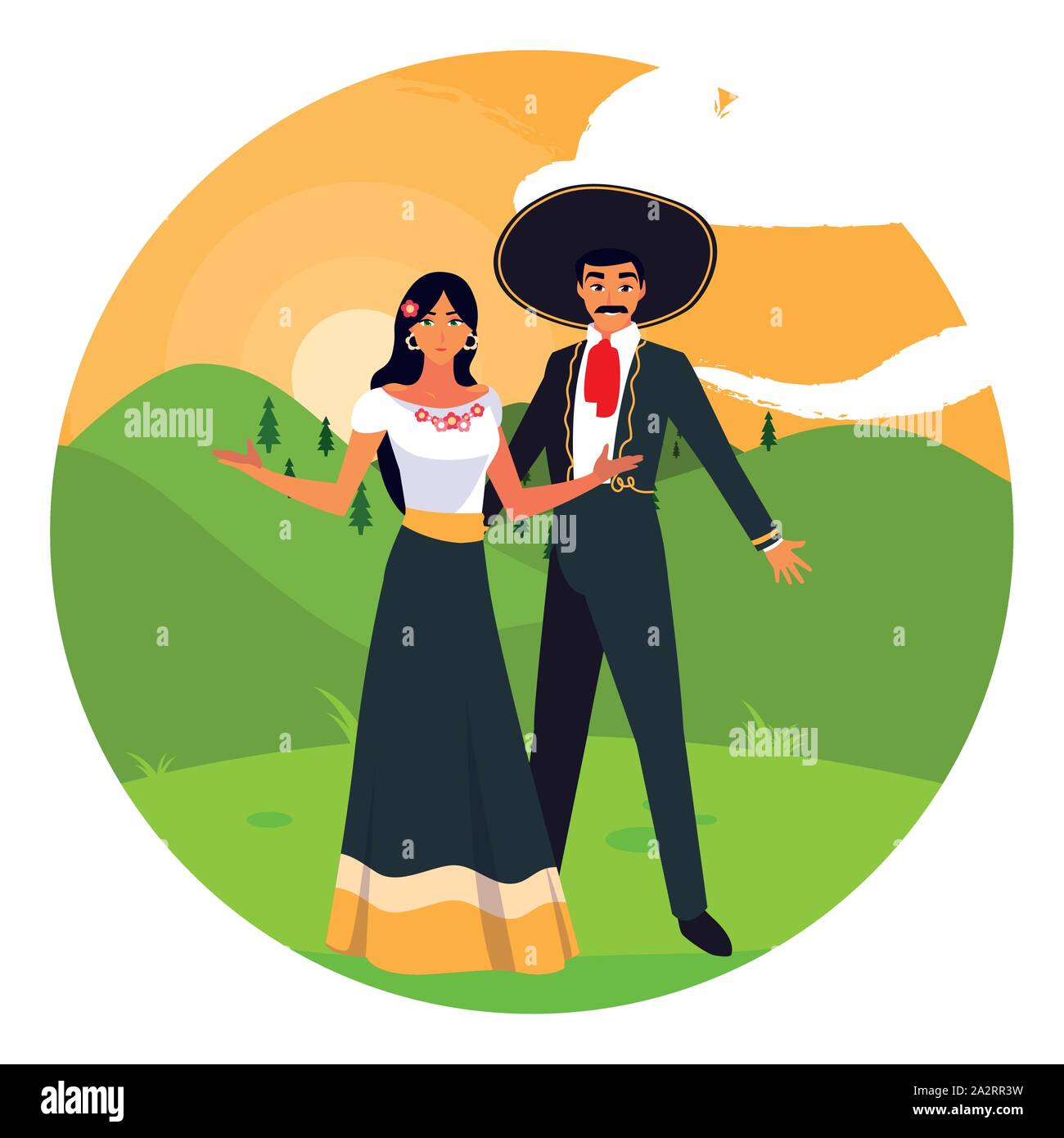 Mexican couple design, Mexico culture tourism landmark latin and party ...