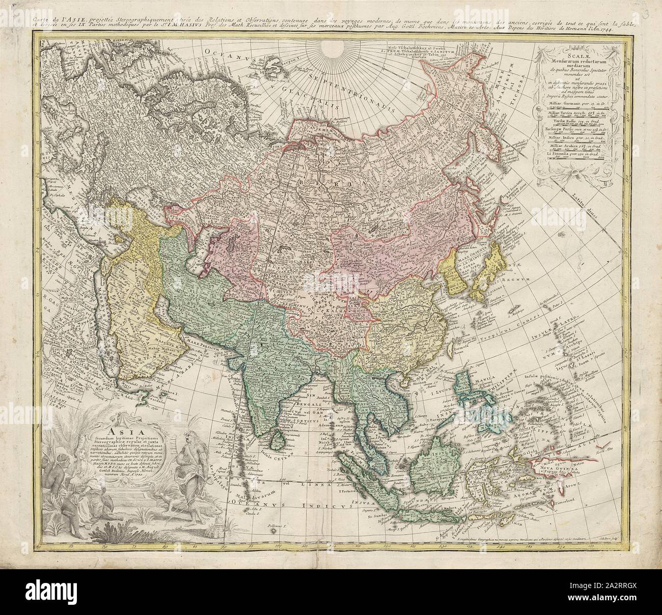 Map of Asia ..., 3. Asia, signed: corrigée ... par S.I. M. Hasius ...
