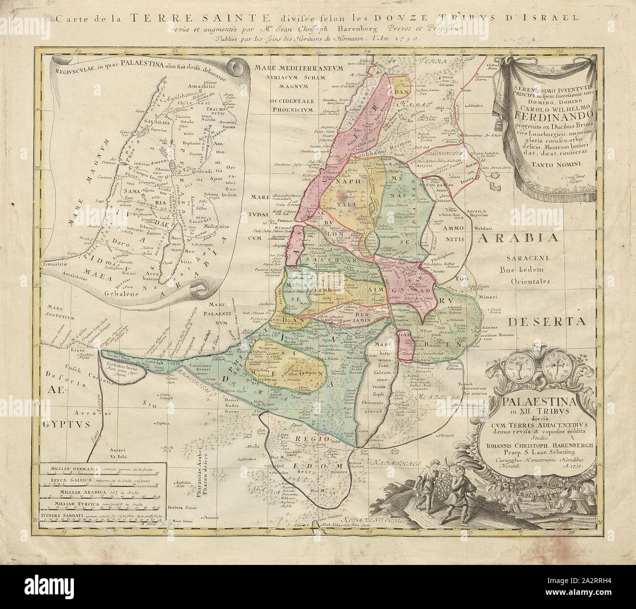 Map of the Holy Land divided according to the Twelve Tribes of Israel ...