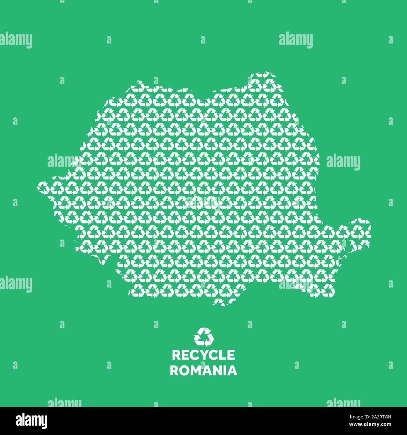 Romania map made from recycling symbol. Environmental concept Stock ...