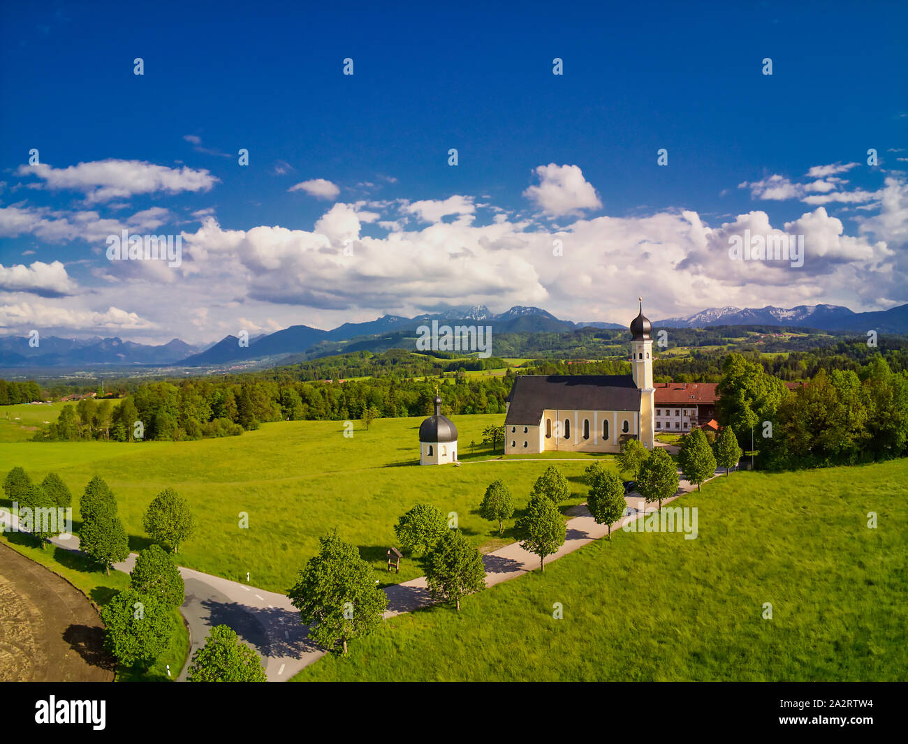Pilgrimage Church Irschenberg Wilparting with mountain view Stock Photo ...
