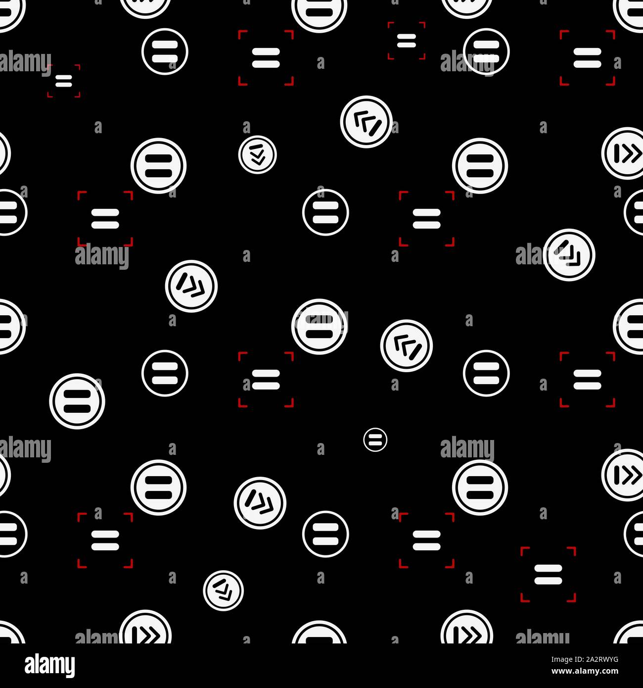 Equal sign seamless pattern, isolated on black background. Vector ...