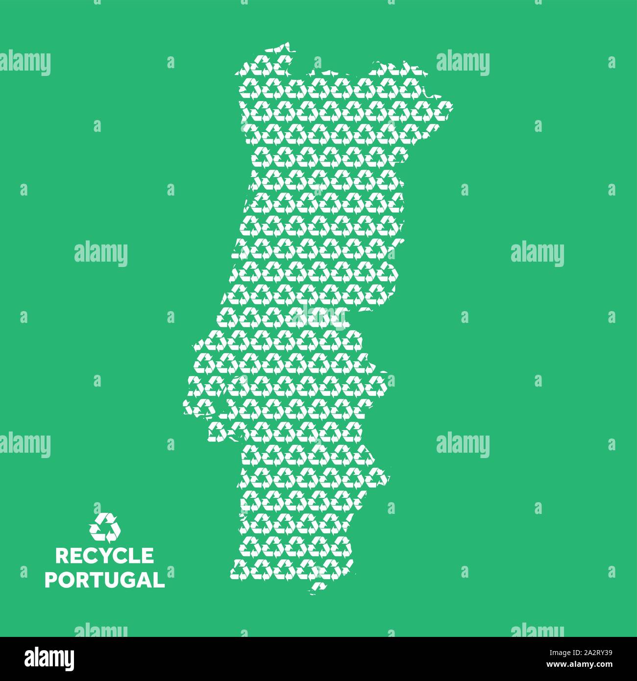 Portugal map made from recycling symbol. Environmental concept Stock ...