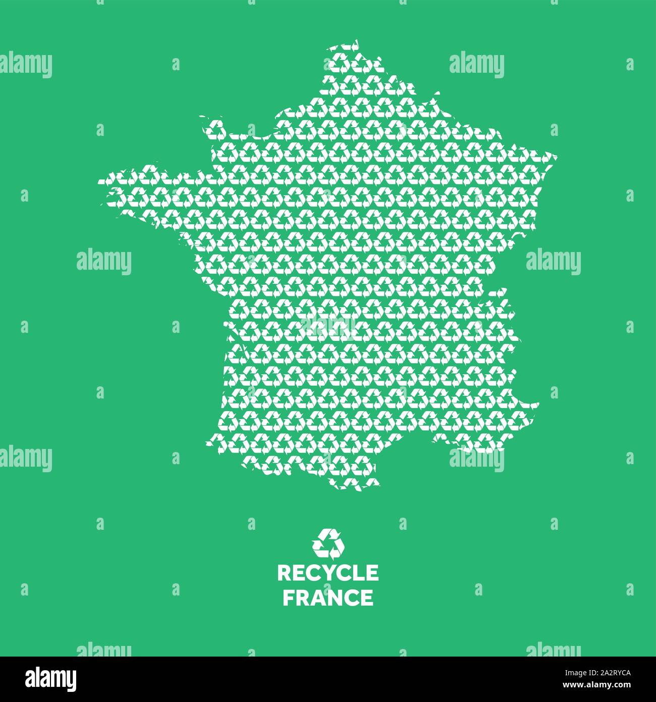 France map made from recycling symbol. Environmental concept Stock ...