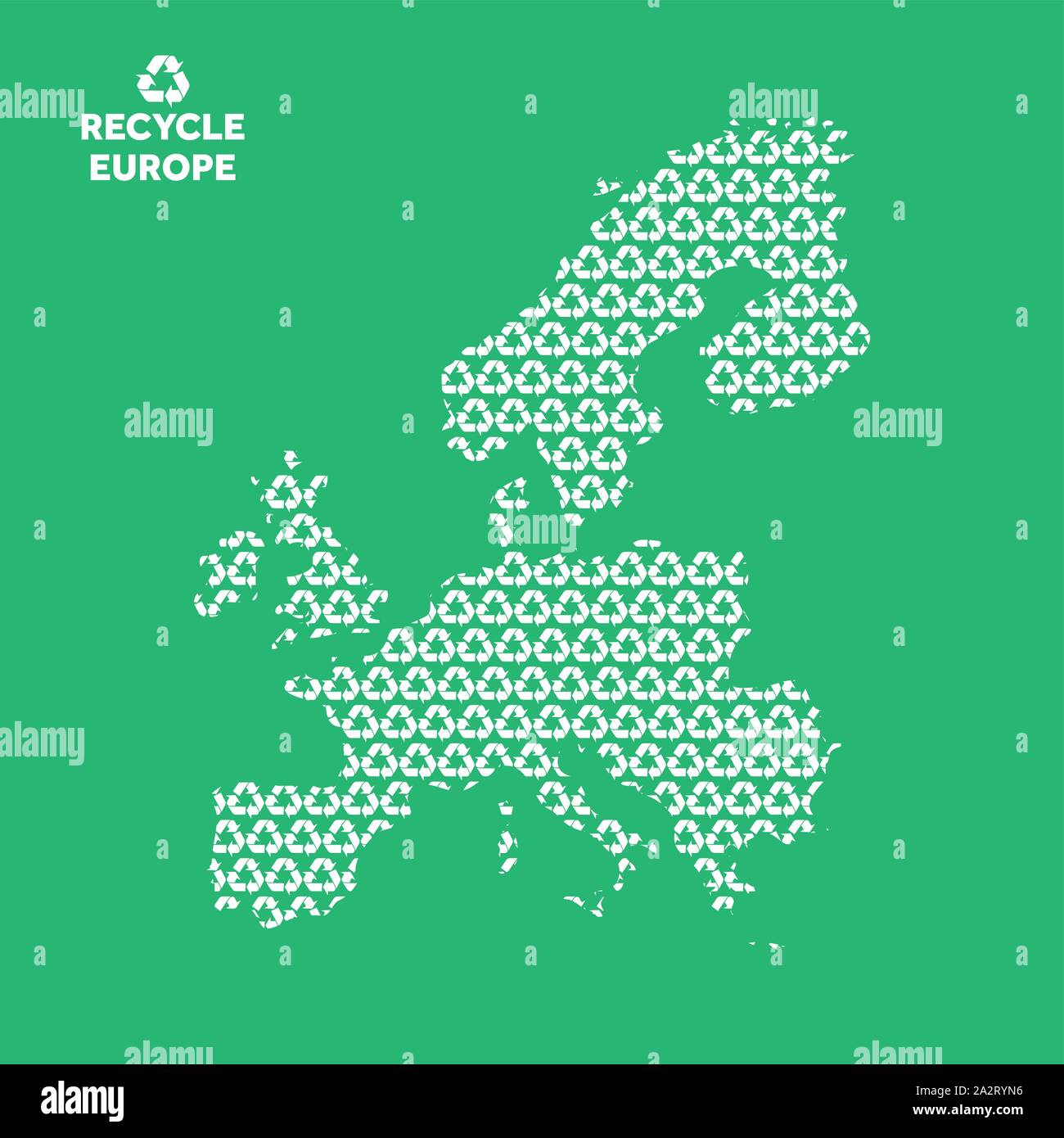 Europe map made from recycling symbol. Environmental concept Stock ...