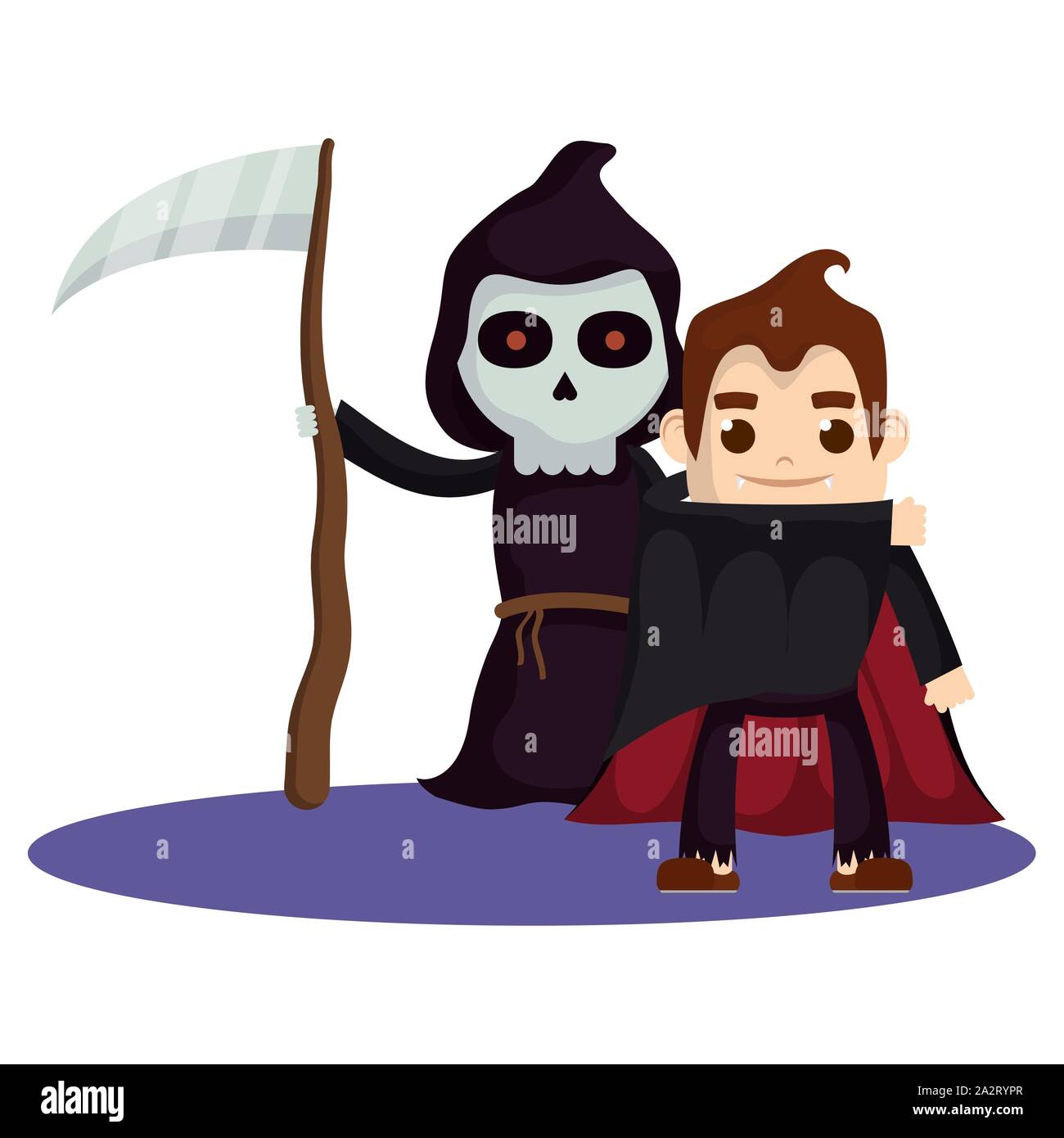 little kids with death and dracula costumes characters Stock Vector ...