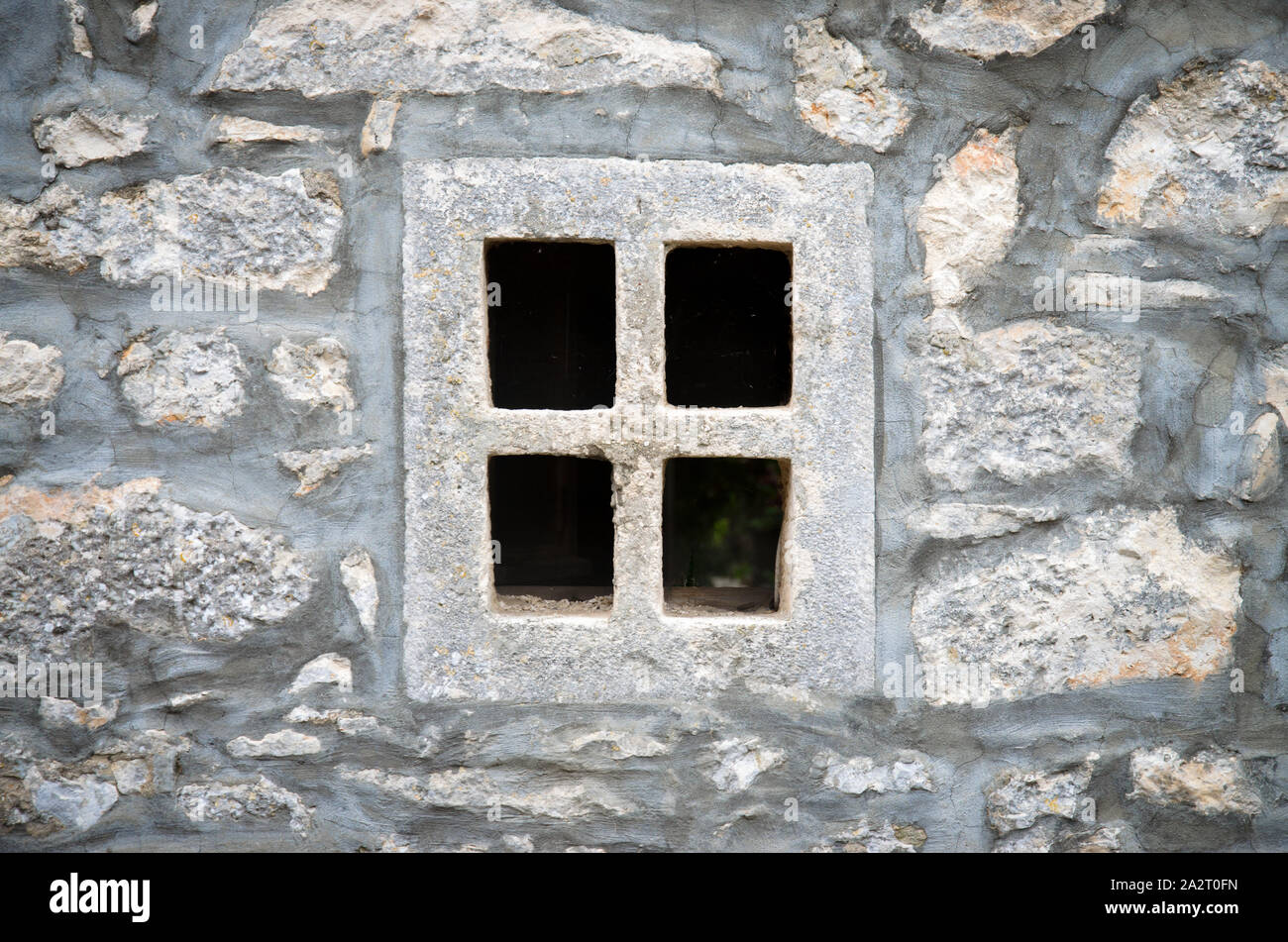 gray stone window in wall Stock Photo - Alamy