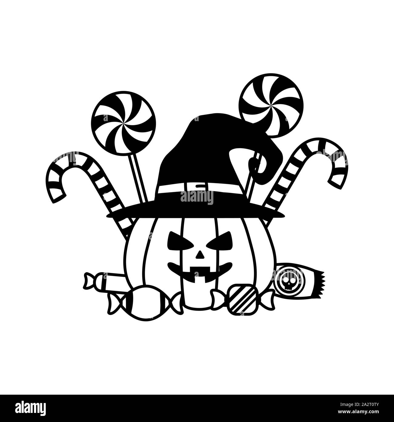 halloween pumpkin with sweet candies icons Stock Vector Image & Art - Alamy