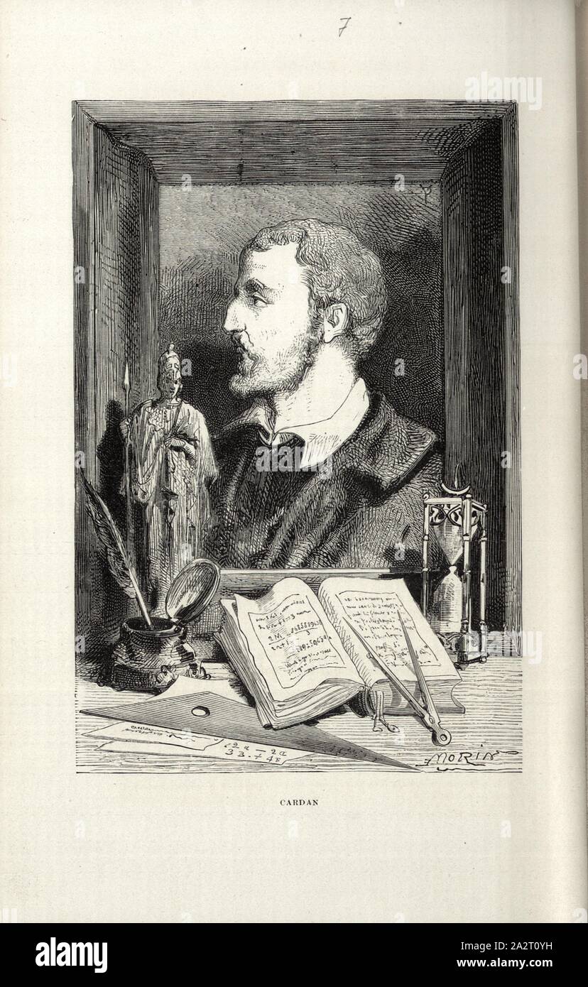 Cardan, Portrait of Gerolamo Cardano, signed: Morin, Fig. 7, after p ...