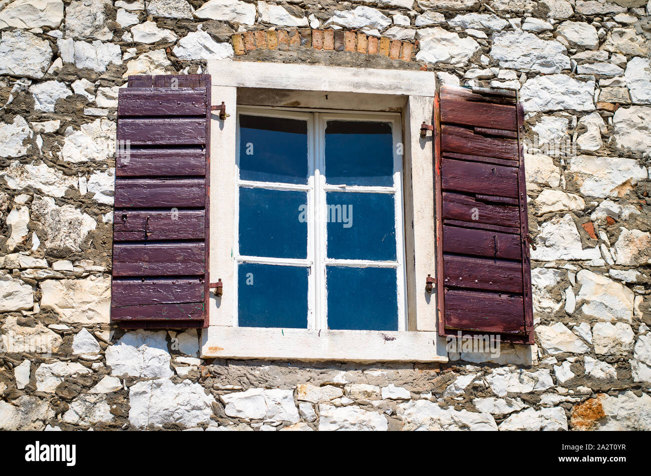 open windows in stone wall Stock Photo - Alamy
