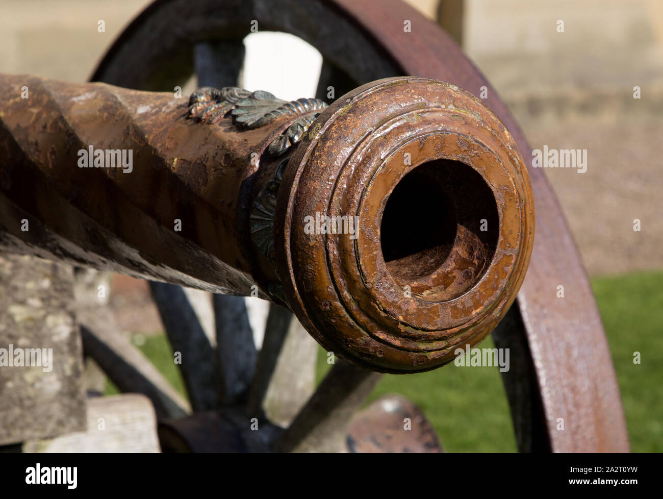 Close up view of ancient military cannon Stock Photo - Alamy