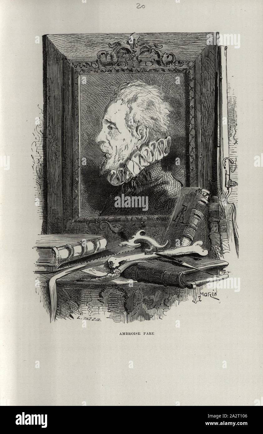 Ambroise Paré, Portrait of the French Surgeon Ambroise Paré, signed ...