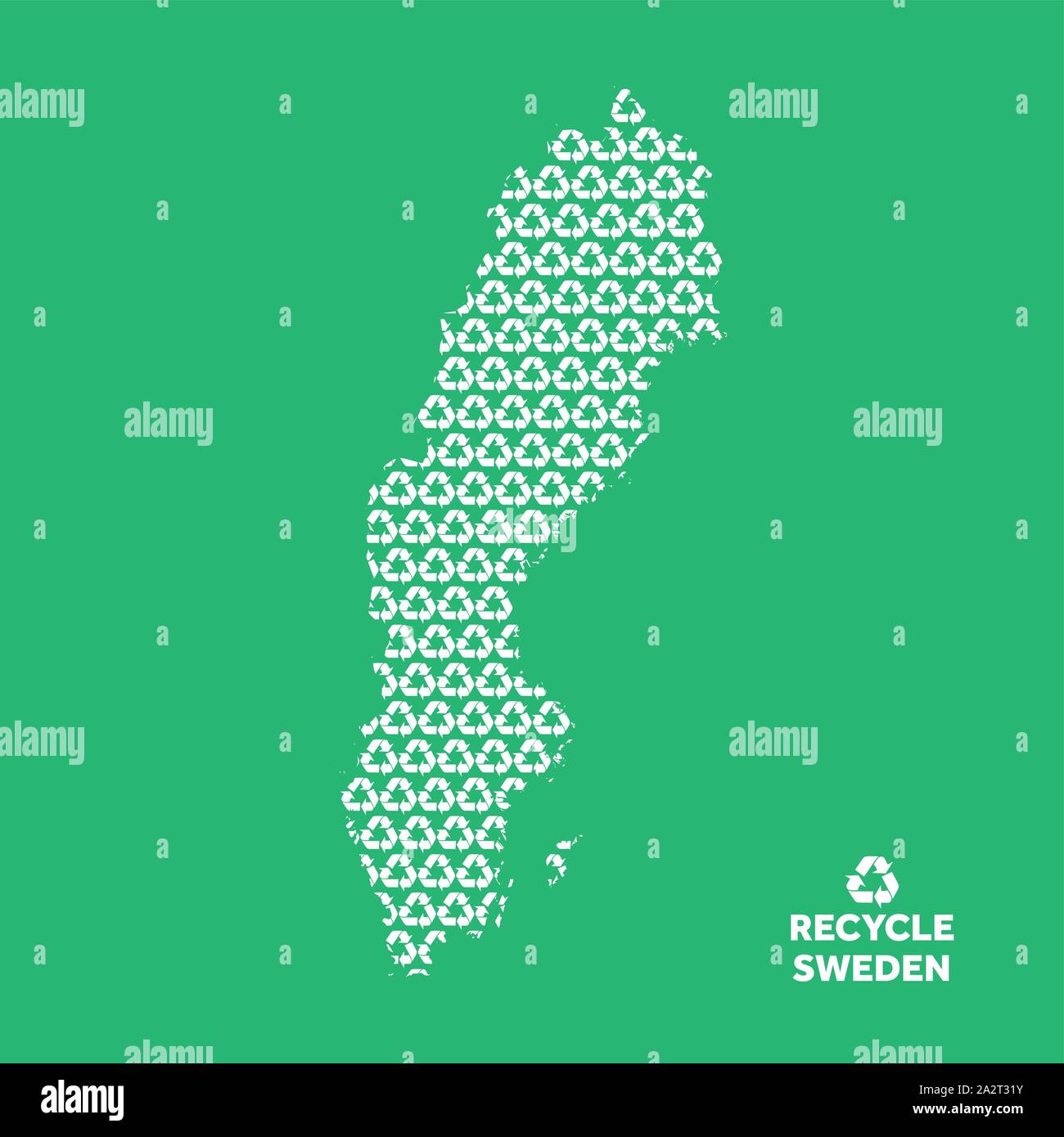 Sweden map made from recycling symbol. Environmental concept Stock ...