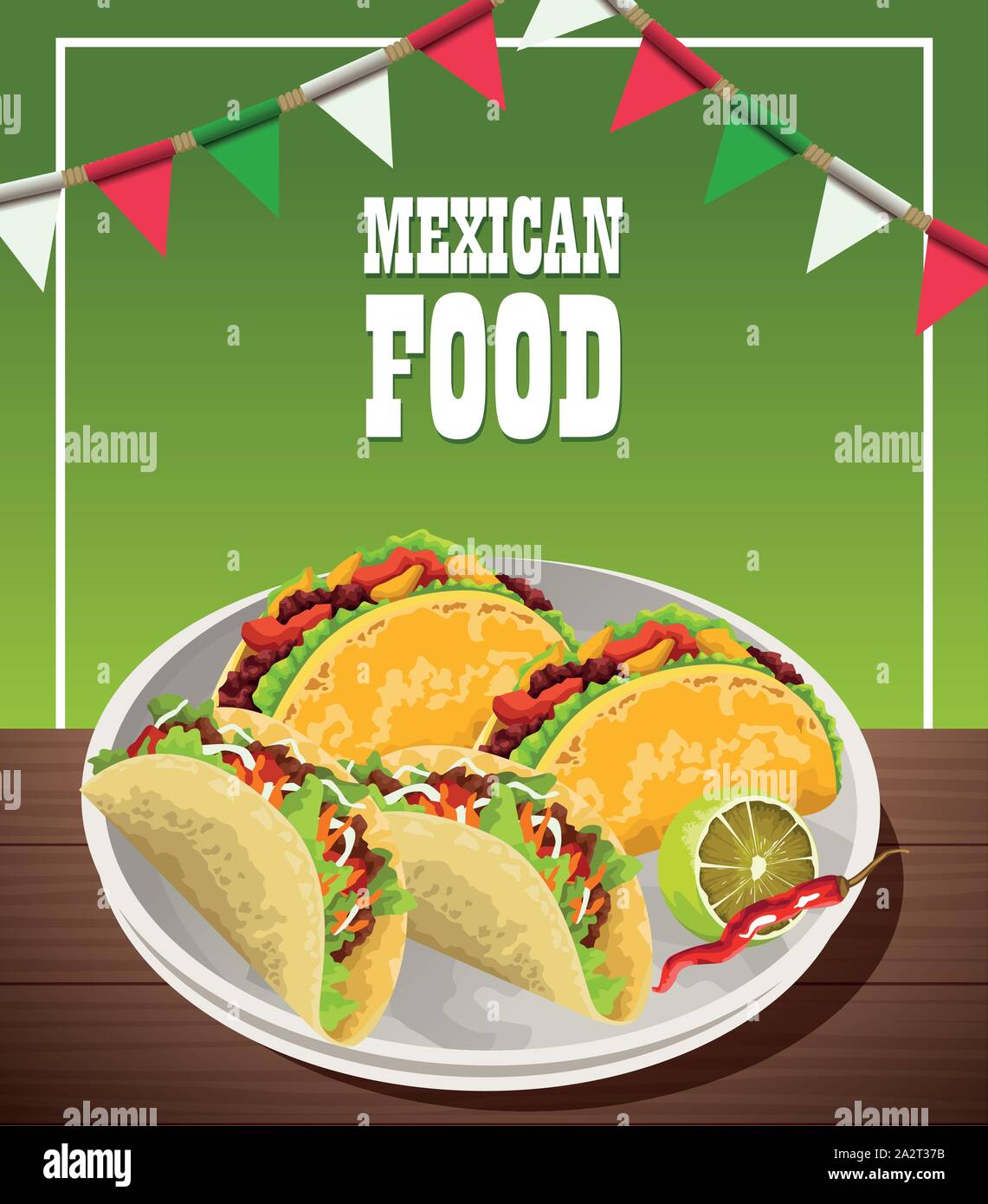 mexican food poster with tacos Stock Vector Image & Art - Alamy